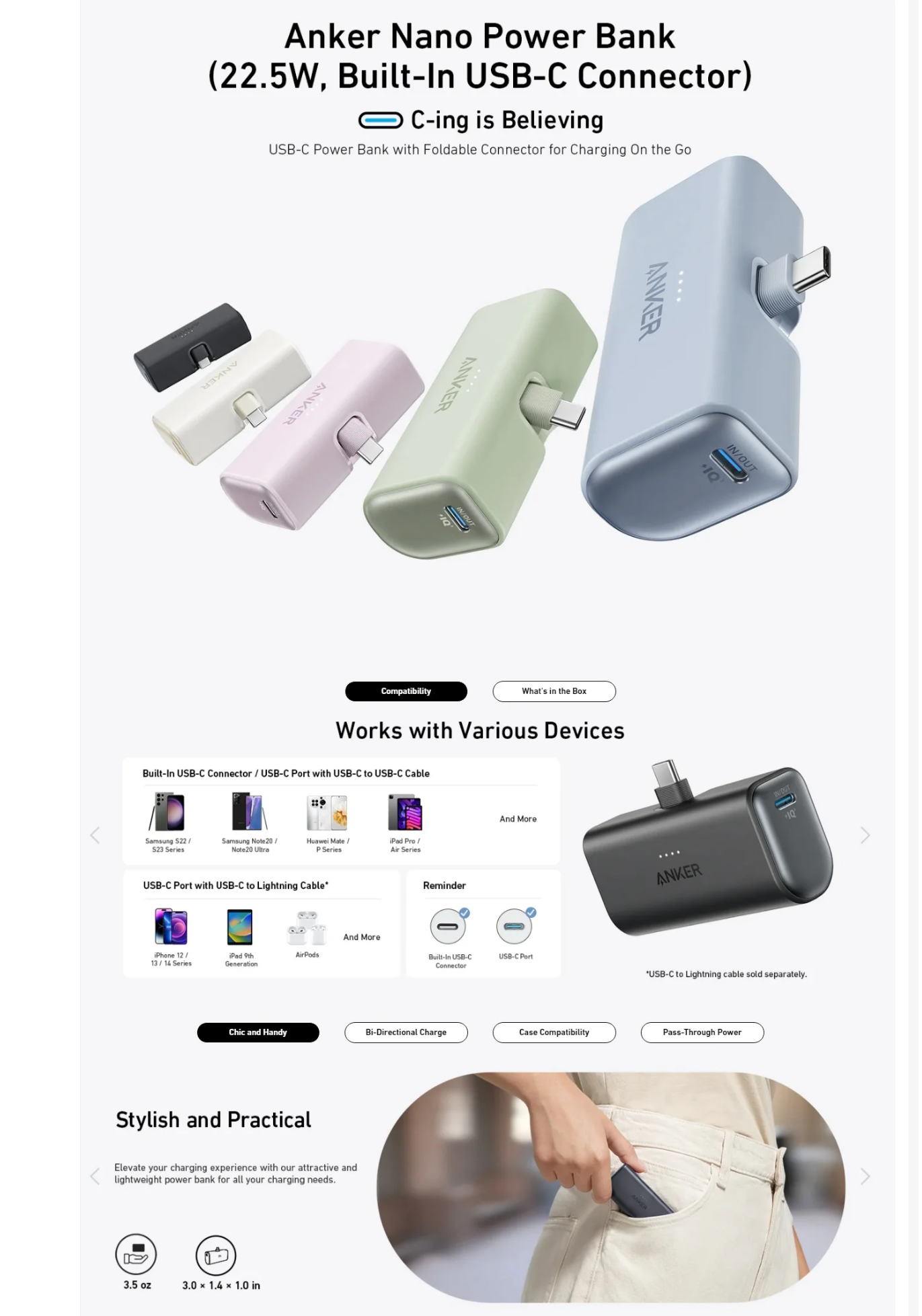 Anker Nano Power Bank 5000mAh(Built-In Type C Connector) Price in ...